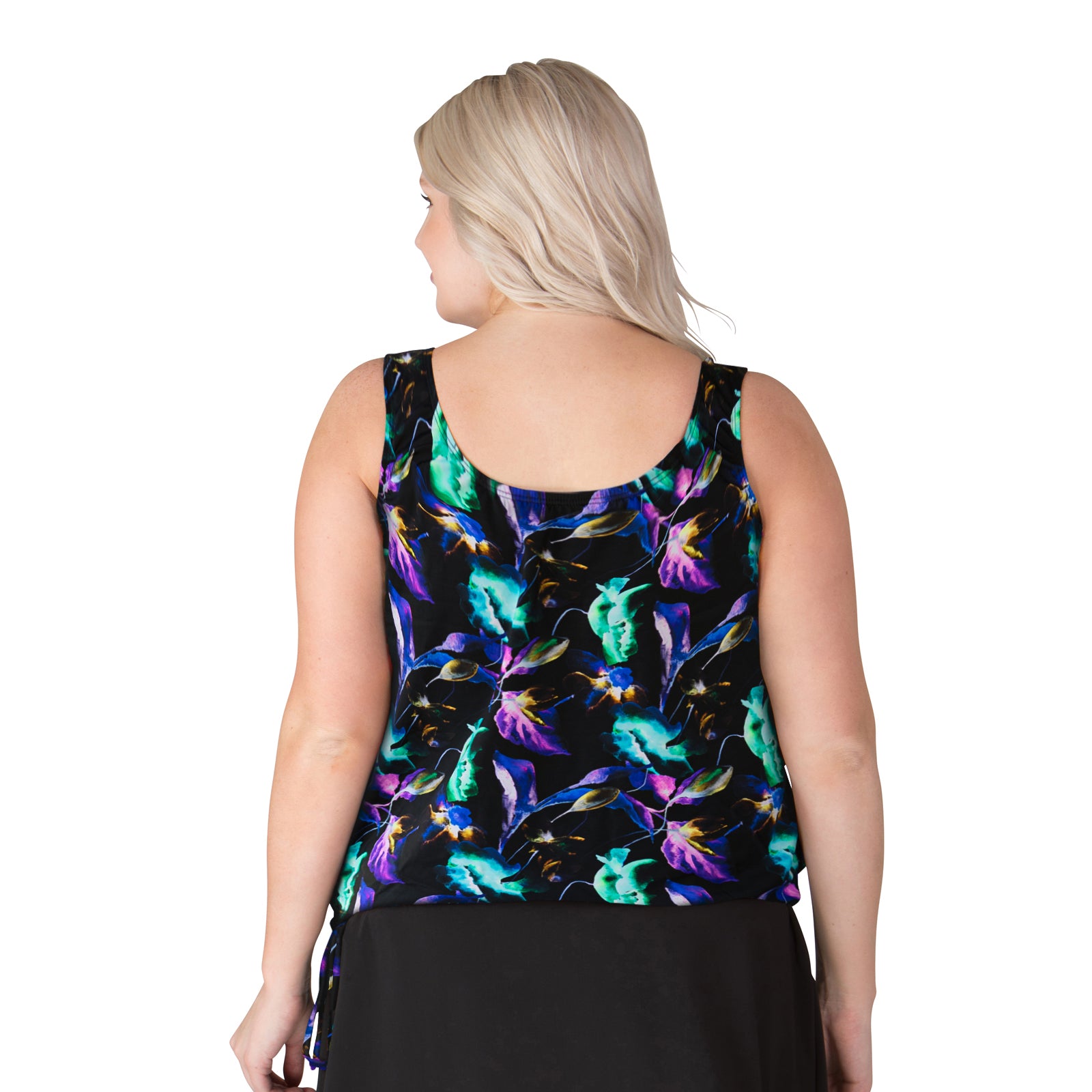 T.H.E. Swimwear Plus Size Long Swim Top – Midnight Petals Print | Sizes ...