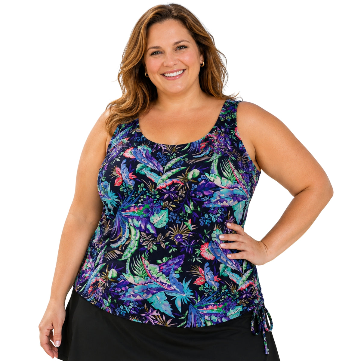 T.H.E. Swimwear Plus Size Long Swim Top – Tropical Heaven Print | Sizes ...