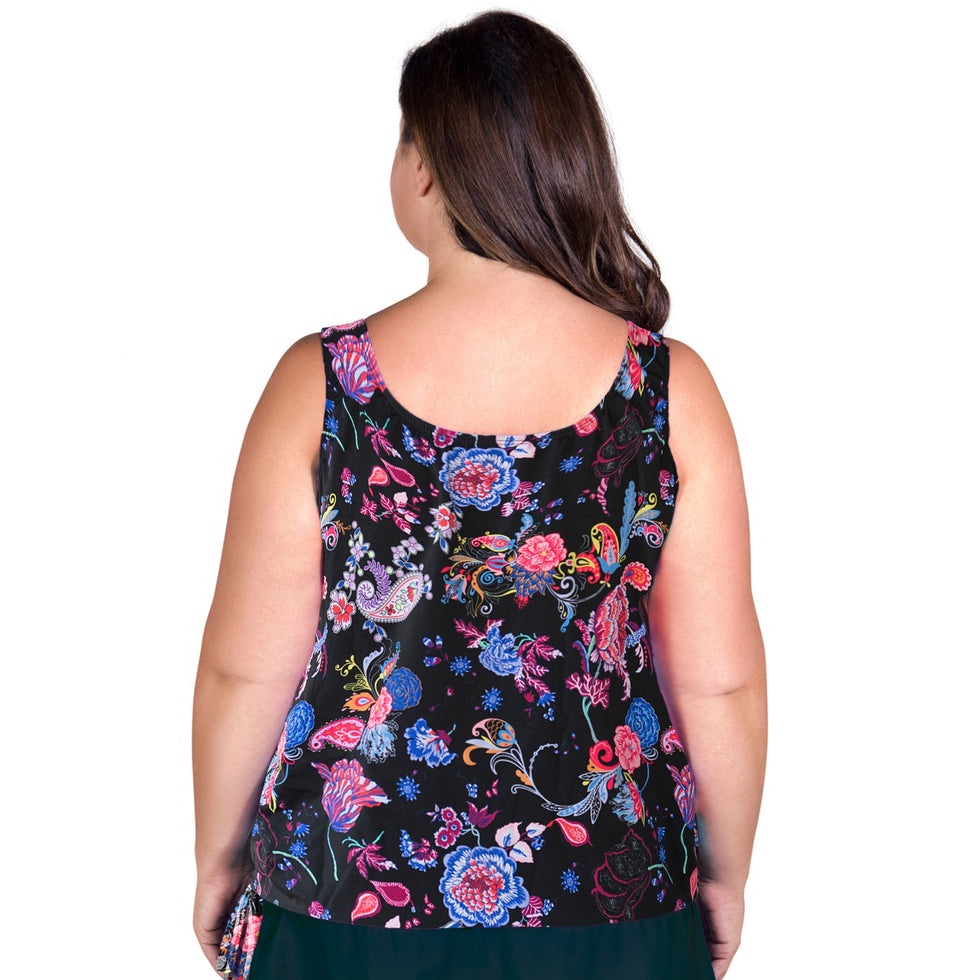 T.H.E. Swimwear Plus Size Long Swim Top – Magic Garden Print | Sizes ...